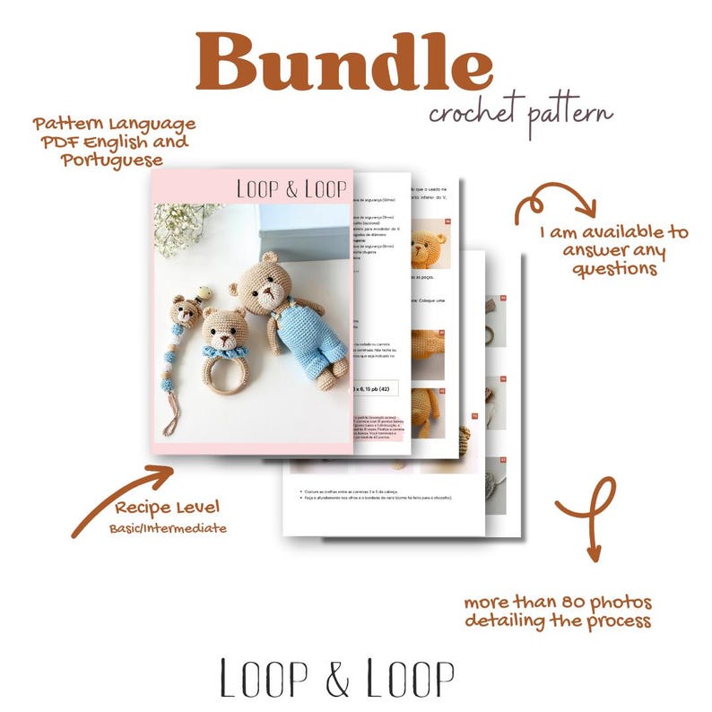 Bear Crochet Pattern, Tutorial, Bear Crochet Bundle PDF, Boy, Bear ...