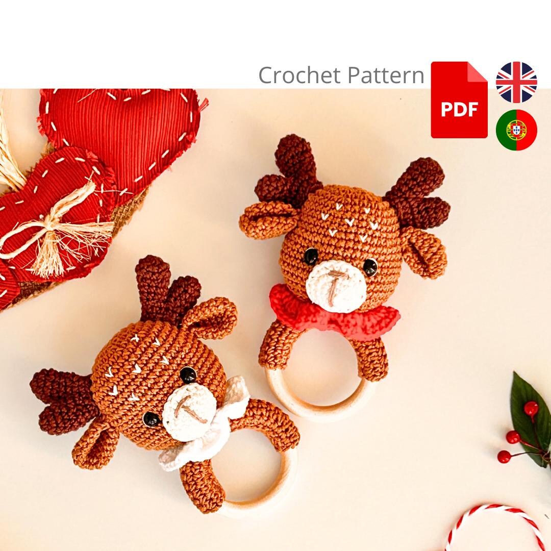 Pattern Crochet in English, Deer Baby Rattle, Pattern PDF Doll Crochet ...