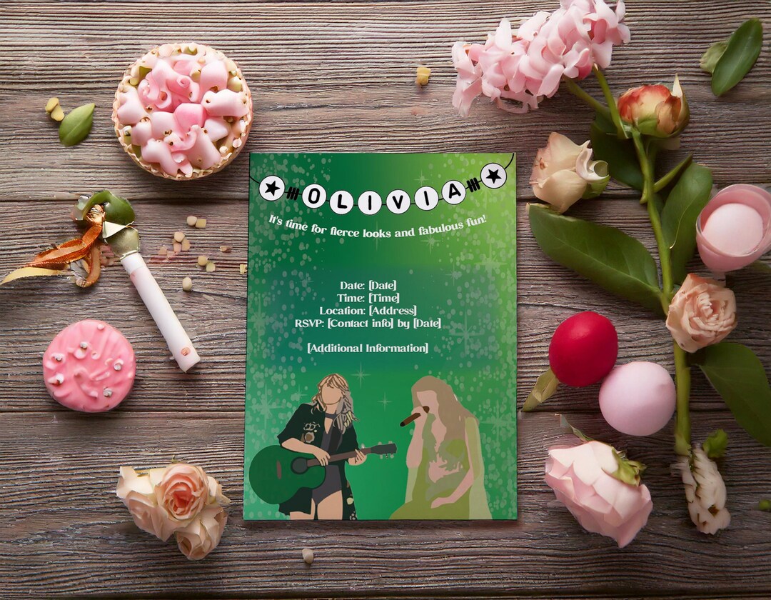 Taylor Swift Inspired Birthday Invitation Printable Personalised ...