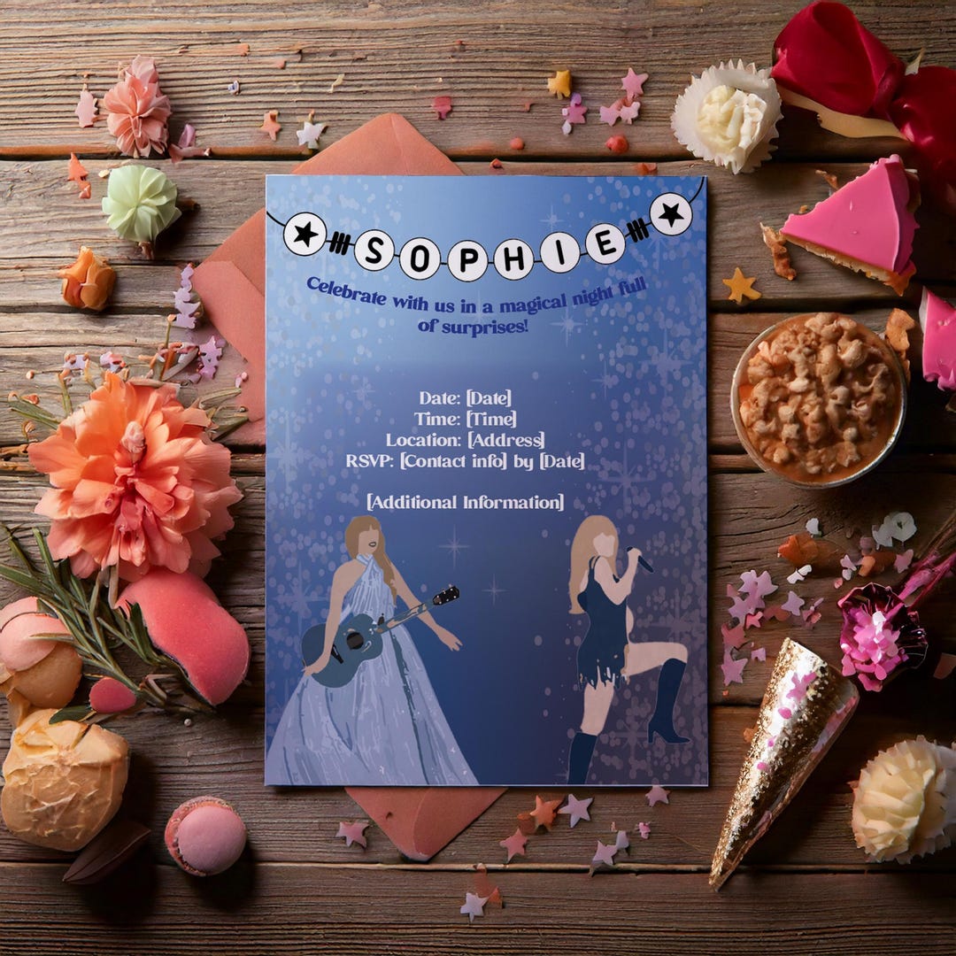 Taylor Swift Birthday Invitation Printable Personalised Swiftie Party ...