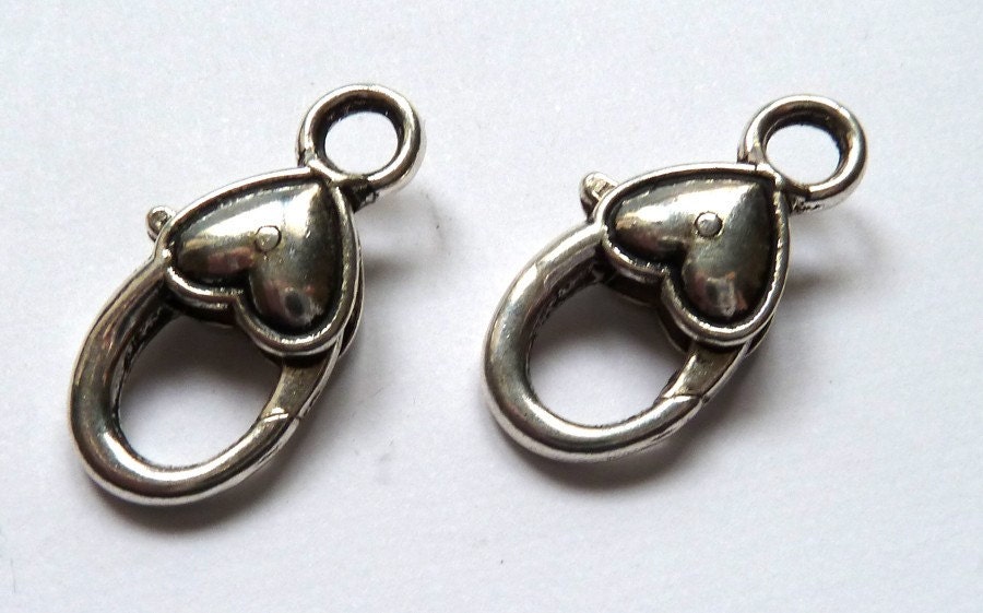 2 Large Silver Lobster Claw Heart Clasps | Etsy
