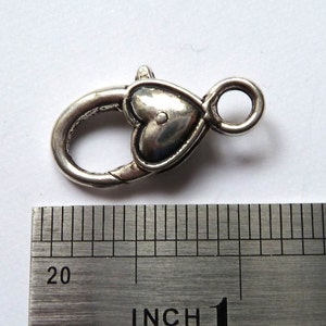 2 Large Silver Lobster Claw Heart Clasps - Etsy