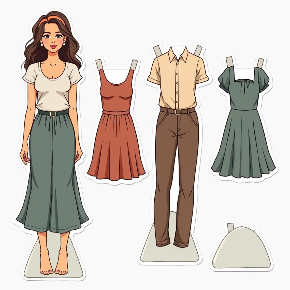 Dress-up Girls Paper Doll Cutouts - Etsy