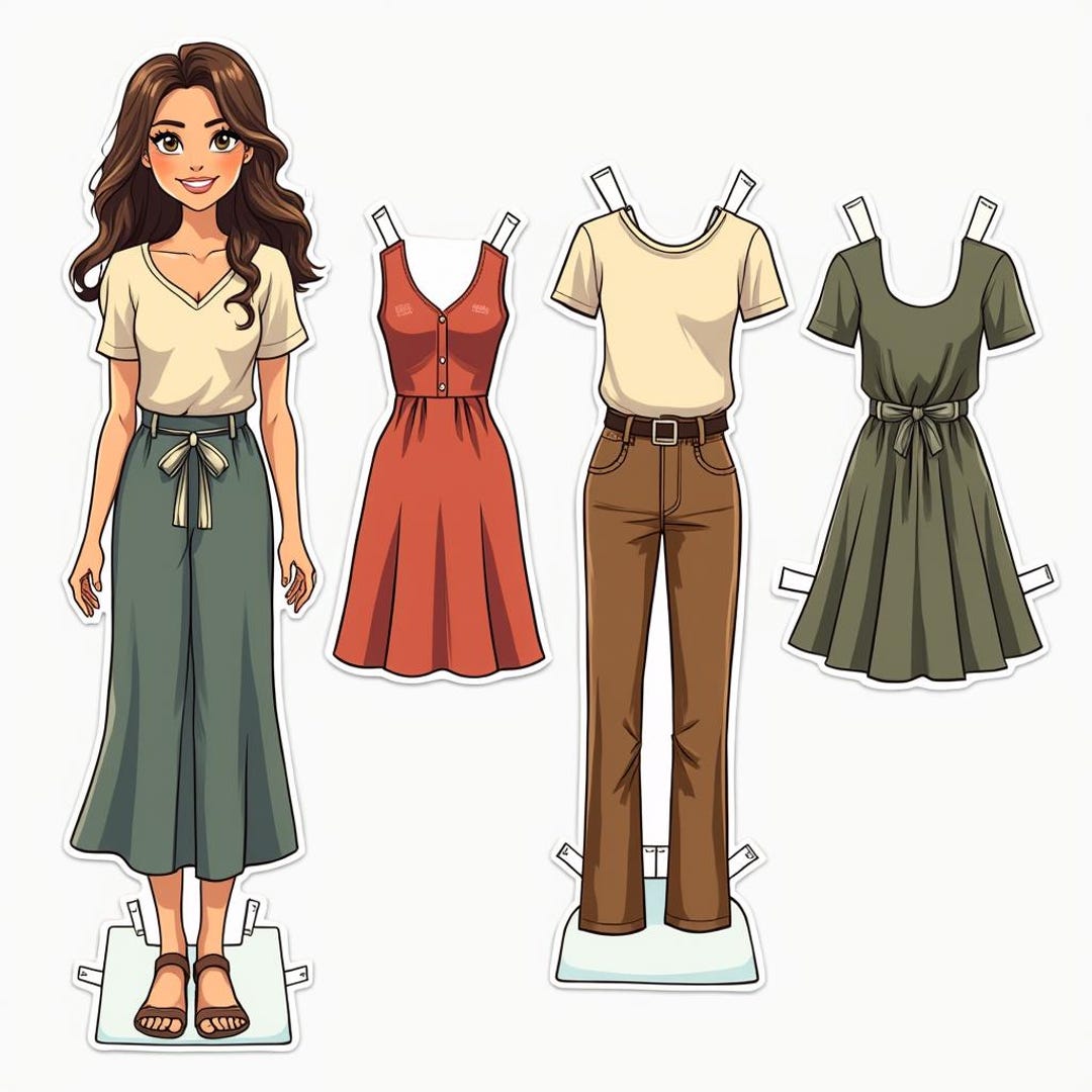 Dress-up Girls Paper Doll Cutouts - Etsy