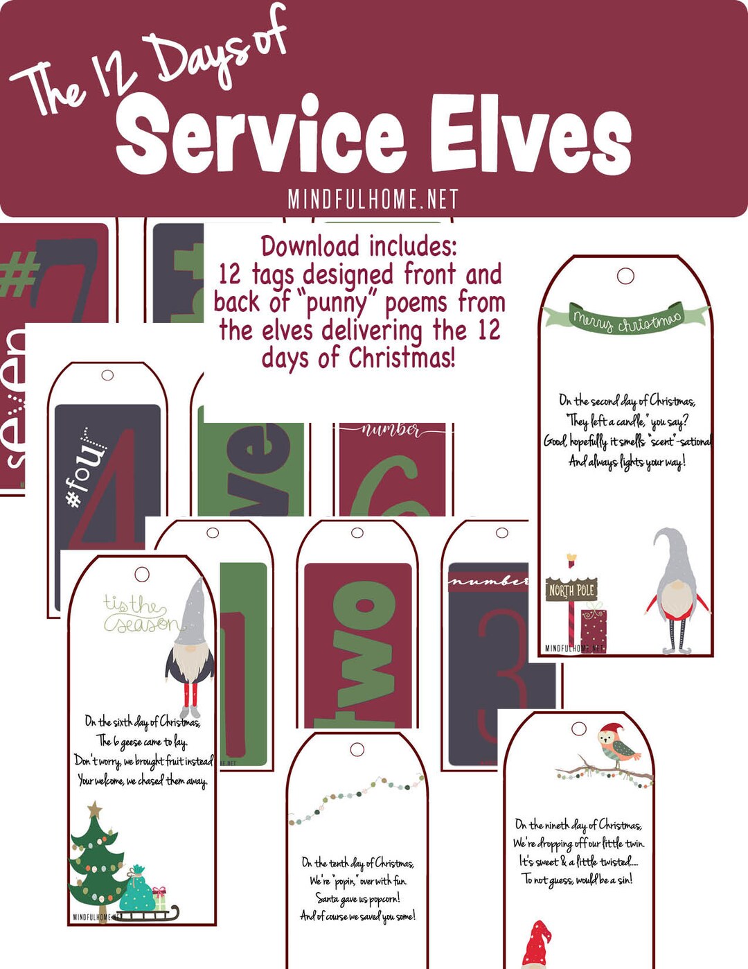 Christmas: 12 Days of Service Elves - Etsy