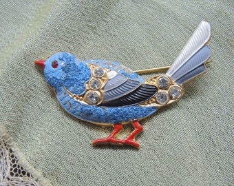 Blue bird brooch | Etsy