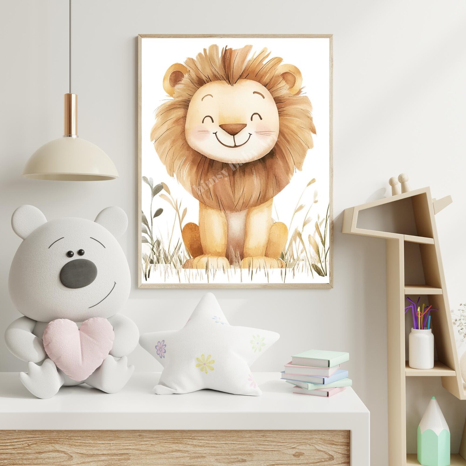 Safari Lion Nursery Art Printable – Jungle Animal Wall Decor – Baby Boy ...