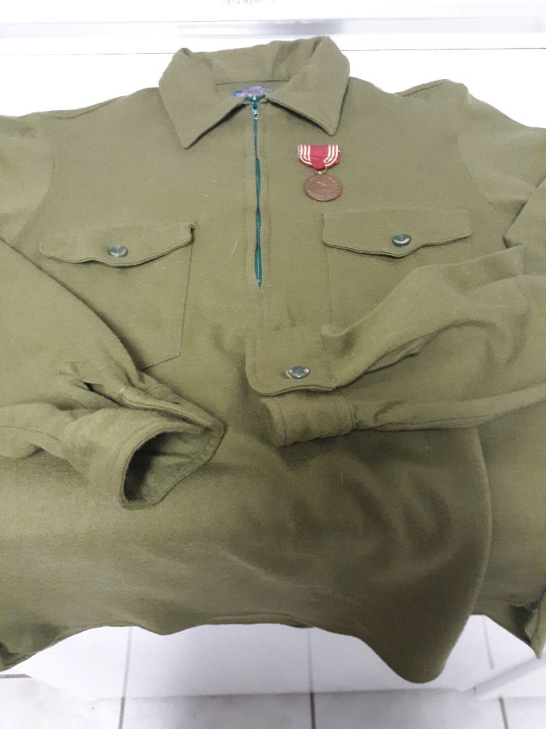 WW2 Shirt & GOOD CONDUCT MEDAL- Pendleton- Wool- Zipper - Medal W ...
