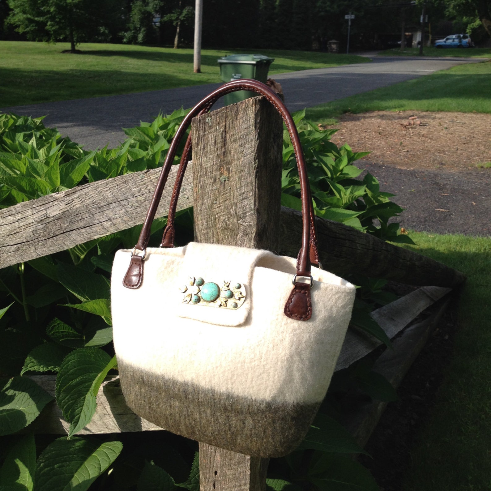 Wool Felt Handbag Purse Wool Hand Knit Wet Felt Linen White - Etsy