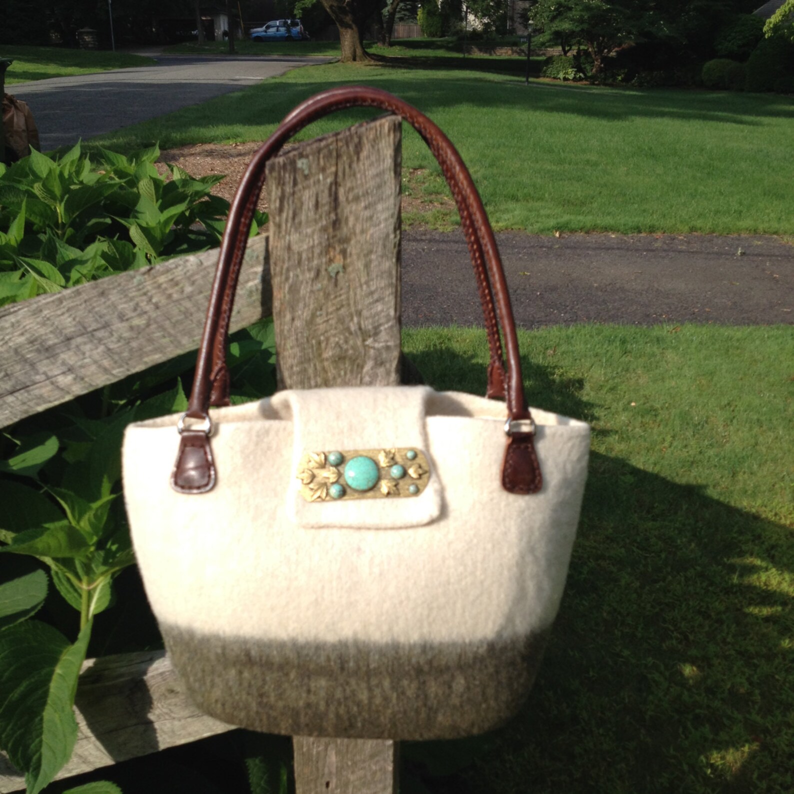 Wool Felt Handbag Purse Wool Hand Knit Wet Felt Linen White - Etsy