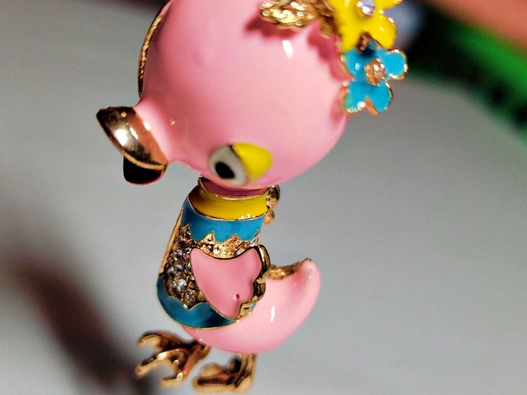 Ducky Pendant Necklace Pretty in Pink & Gold - Etsy