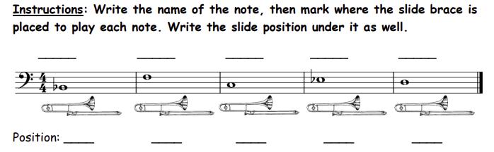 Trombone Five Note Scale Worksheet - Etsy