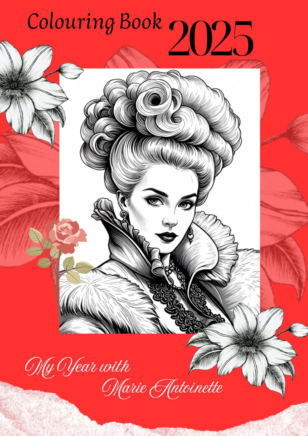Marie Antoinette Digital Coloring Book Instant Download A4 Size - Etsy