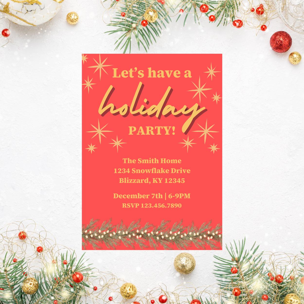 HOLIDAY CHRISTMAS PARTY Invitation Template, Party Invite, Digital ...