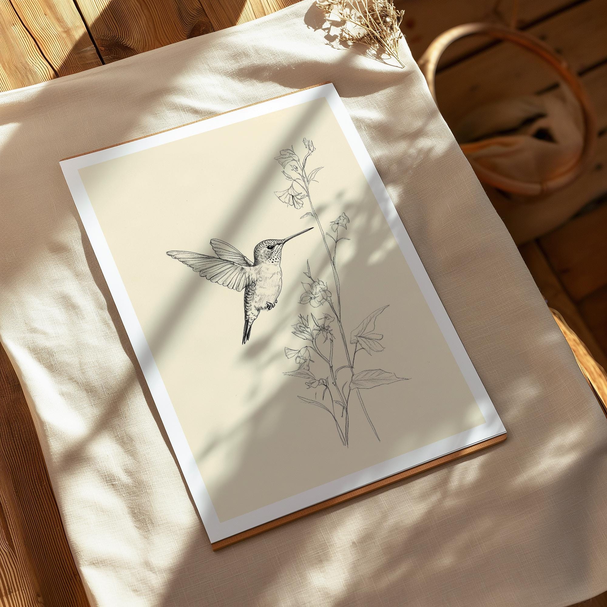 Vintage Hummingbird Sketch Bird PRINTABLE Wall Art Digital Illustration ...