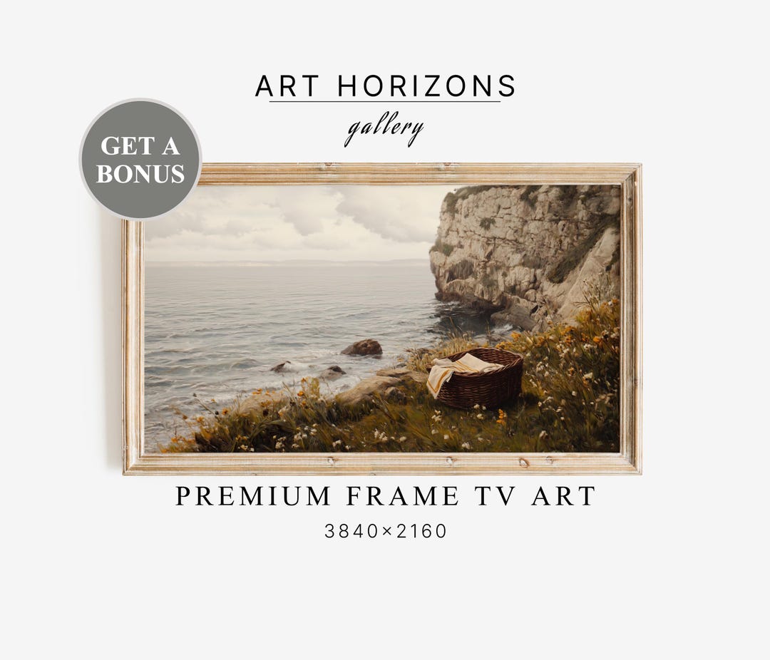 Pantone Mocha Mousse FRAME TV Art Vintage Coastal Summer Seaside ...