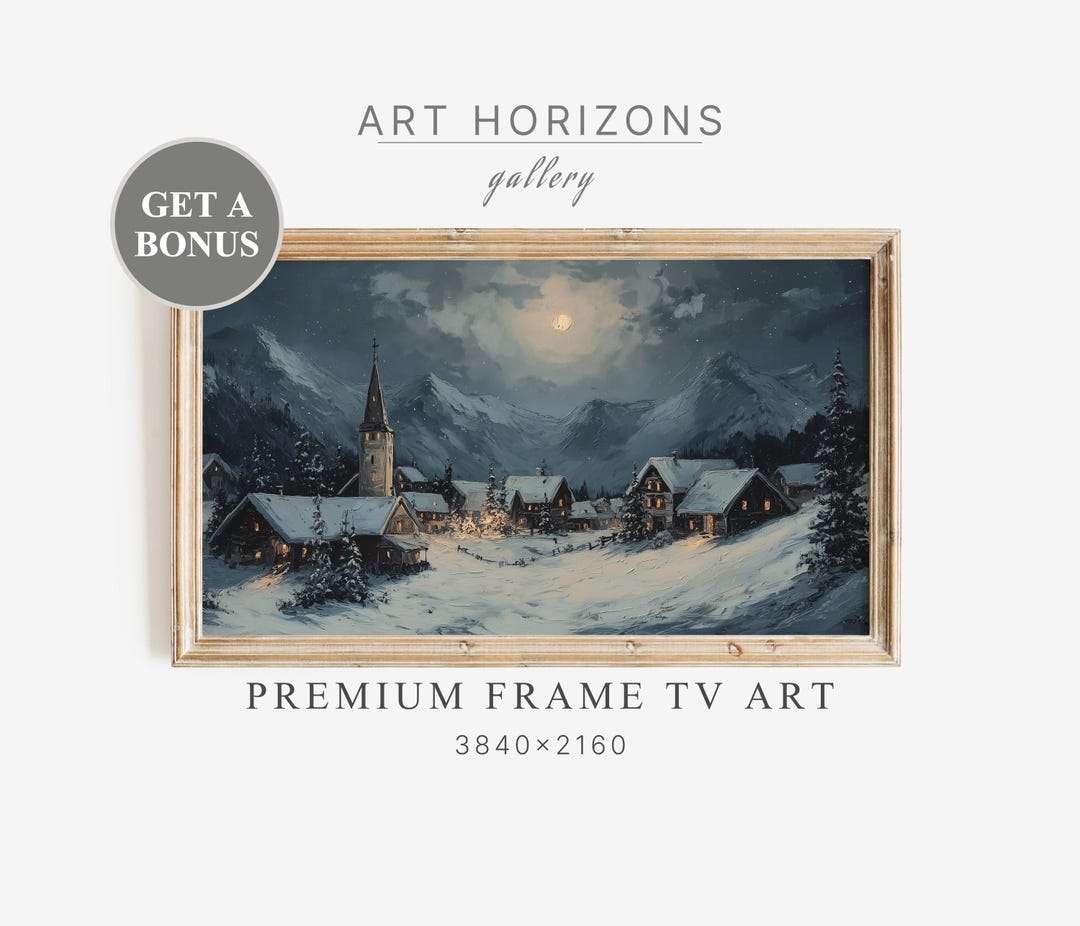 Winter Village Samsung Frame TV Art Farmhouse Snowy Landscape Vintage ...