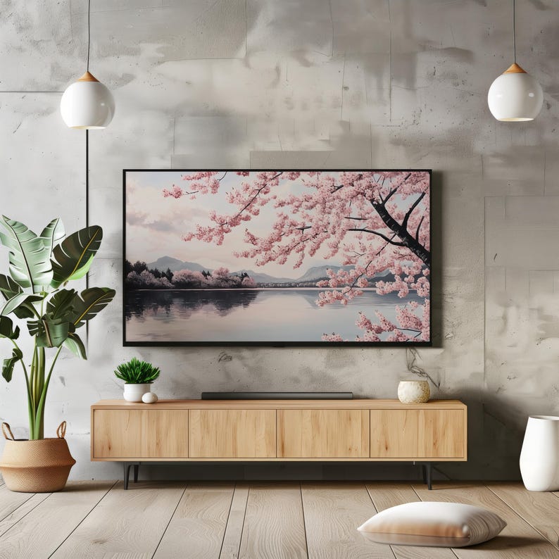 Cherry Blossom Samsung Frame Tv Lg Art Spring Oil Painting Digital ...