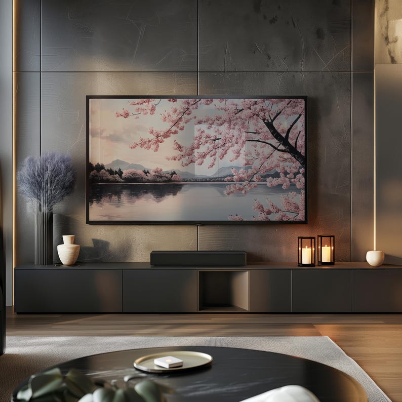 Cherry Blossom Samsung Frame Tv Lg Art Spring Oil Painting Digital ...