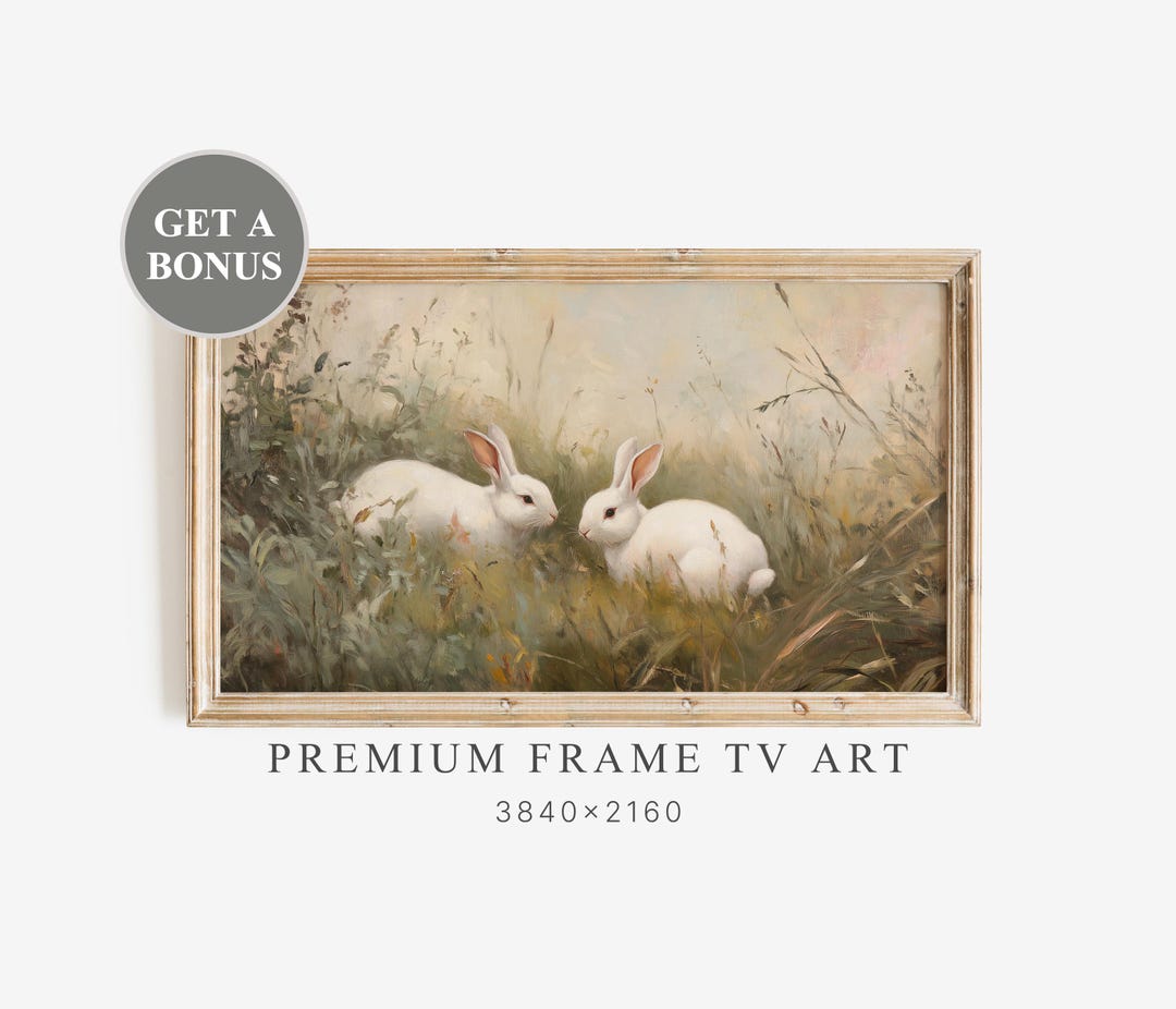 Easter Bunny Samsung Frame Tv Art Spring Rabbit Vintage Oil Painting ...