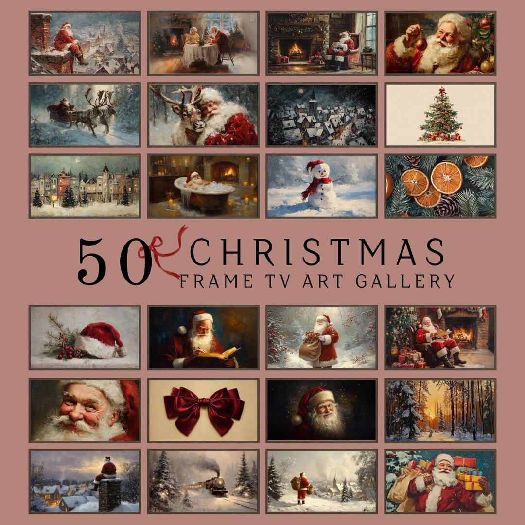 Christmas Frame TV SET of 50 TV Art Christmas Collection Vintage Winter ...