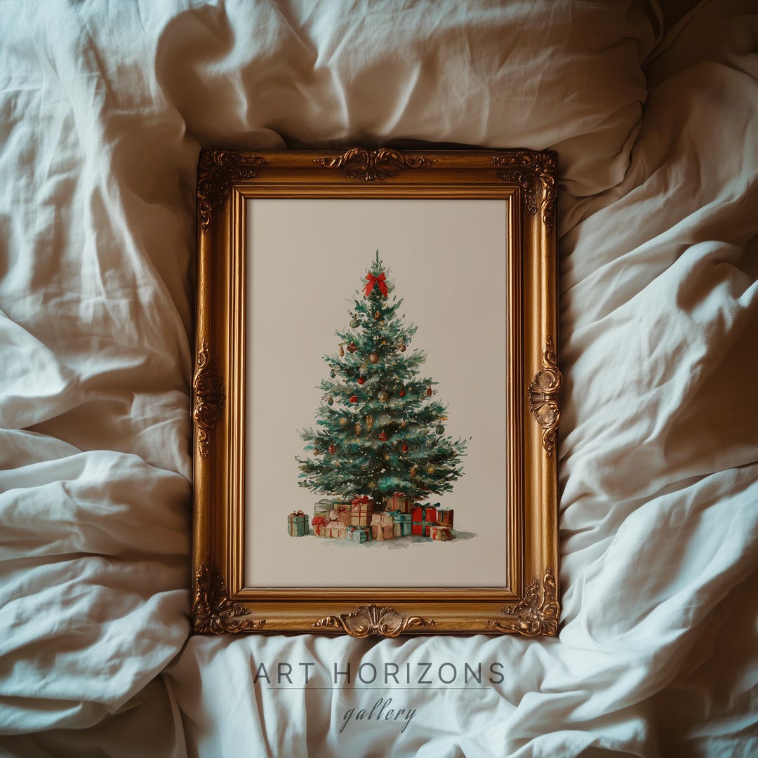 Christmas Tree Printable Wall Art Xmas Postcard Gift Decor Vintage ...
