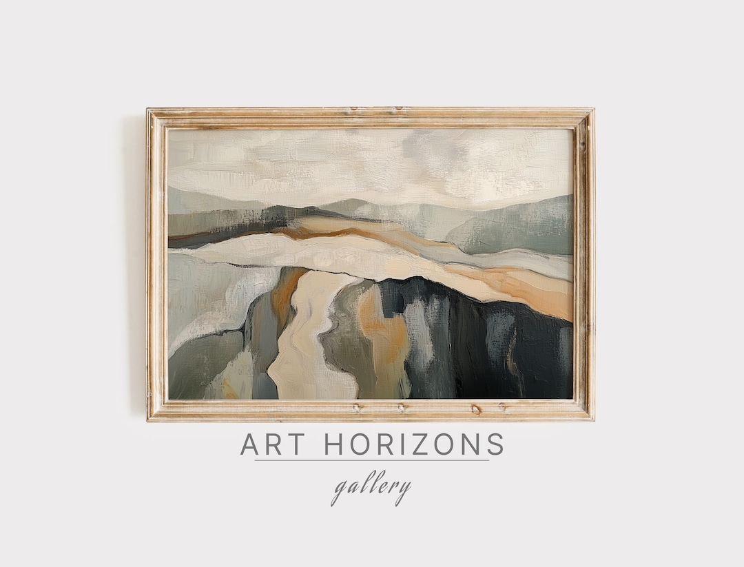 Abstract Oil Painting Landscape Wall Art Earthy Tones Modern Home Decor ...