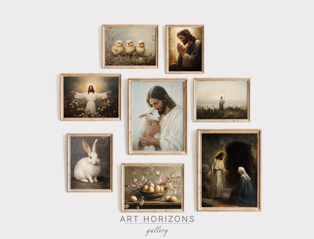 Vintage Easter PRINTABLE Set of 8 Oil Painting Prints Spring Decor ...