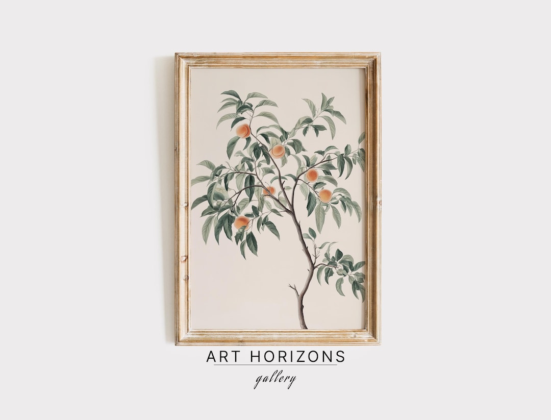 Peach Sketch Botanical Printable Wall Art Peach Tree Print Farmhouse ...