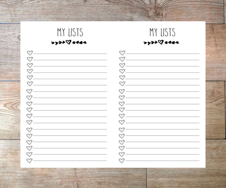Pocket Size TN Printable Planner Inserts My List Checklist - Etsy