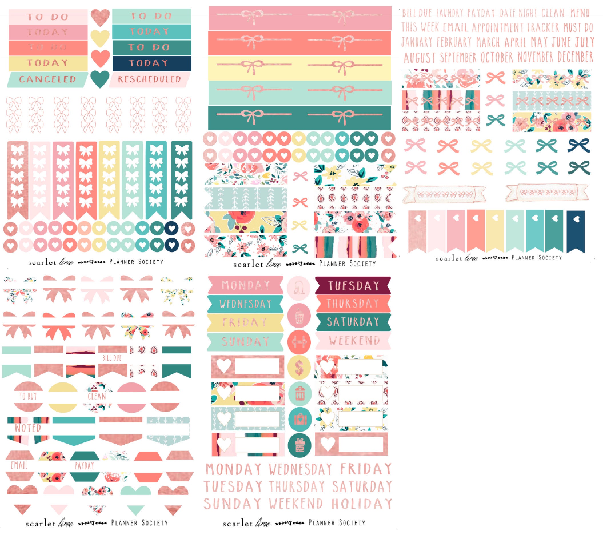 July 2019 Sticker Society Digital Printable Sticker Kit: | Etsy