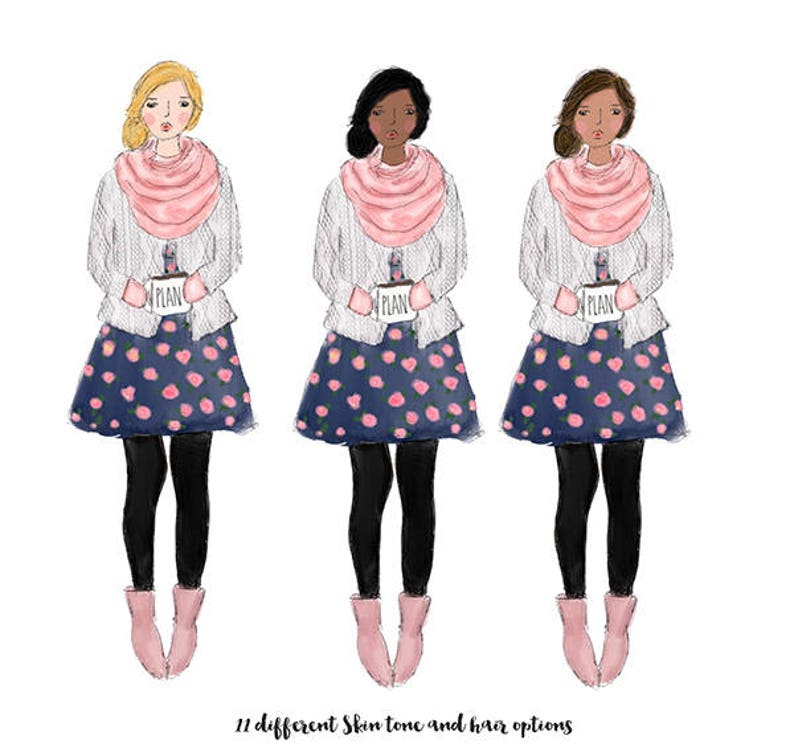 Winter Planner Girls!! 11 Digital Girls in All! - Etsy