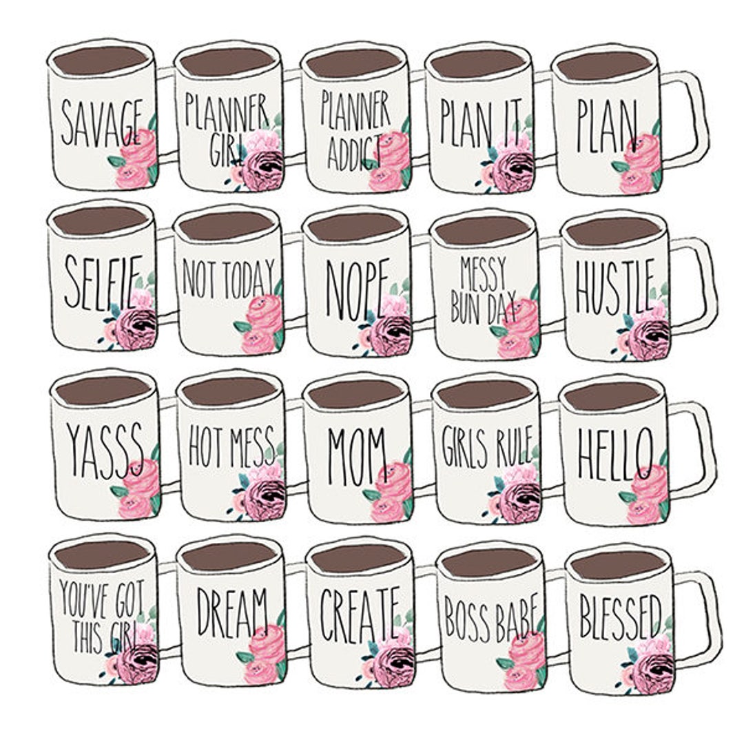 40 Different Floral Mugs With Saying! Digital Download - Etsy