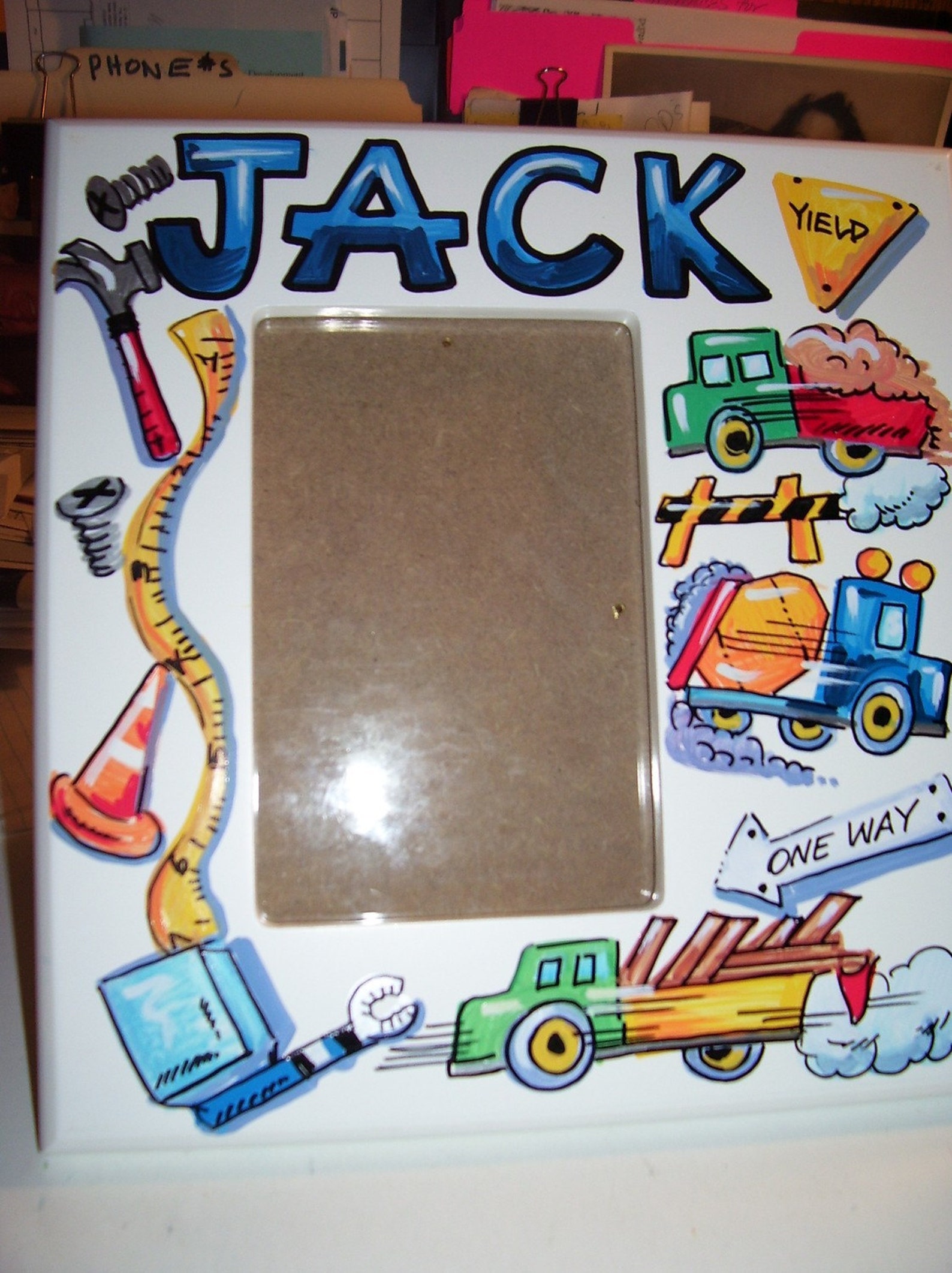 Picture Frame Construction Theme Handpainted and Personalized - Etsy