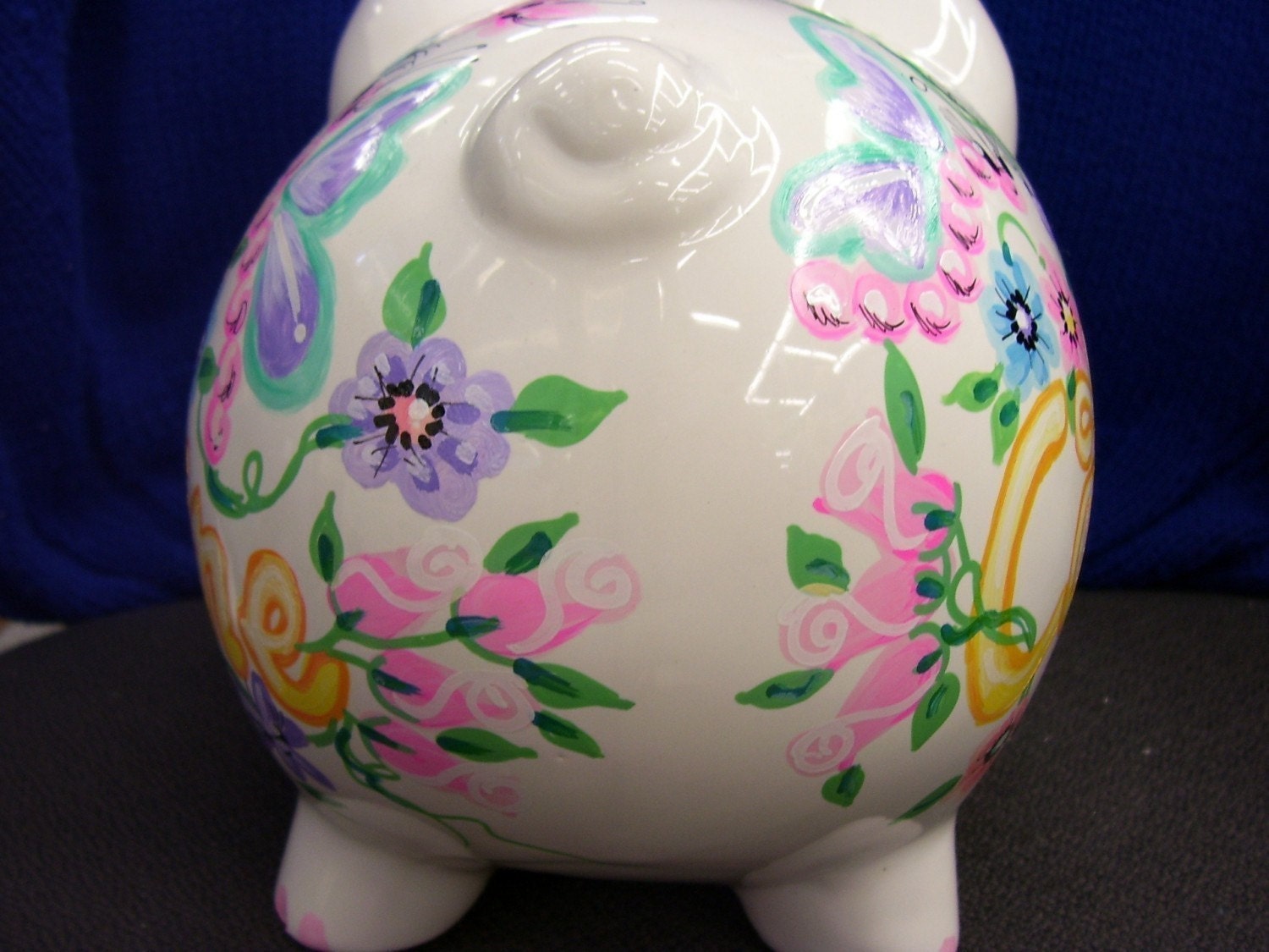 Personalized Piggy Bank flowers and Butterflies Bank - Etsy