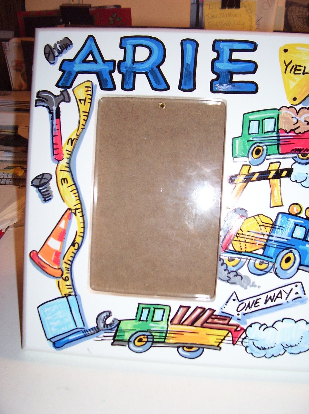 Picture Frame Construction Theme Handpainted and Personalized - Etsy