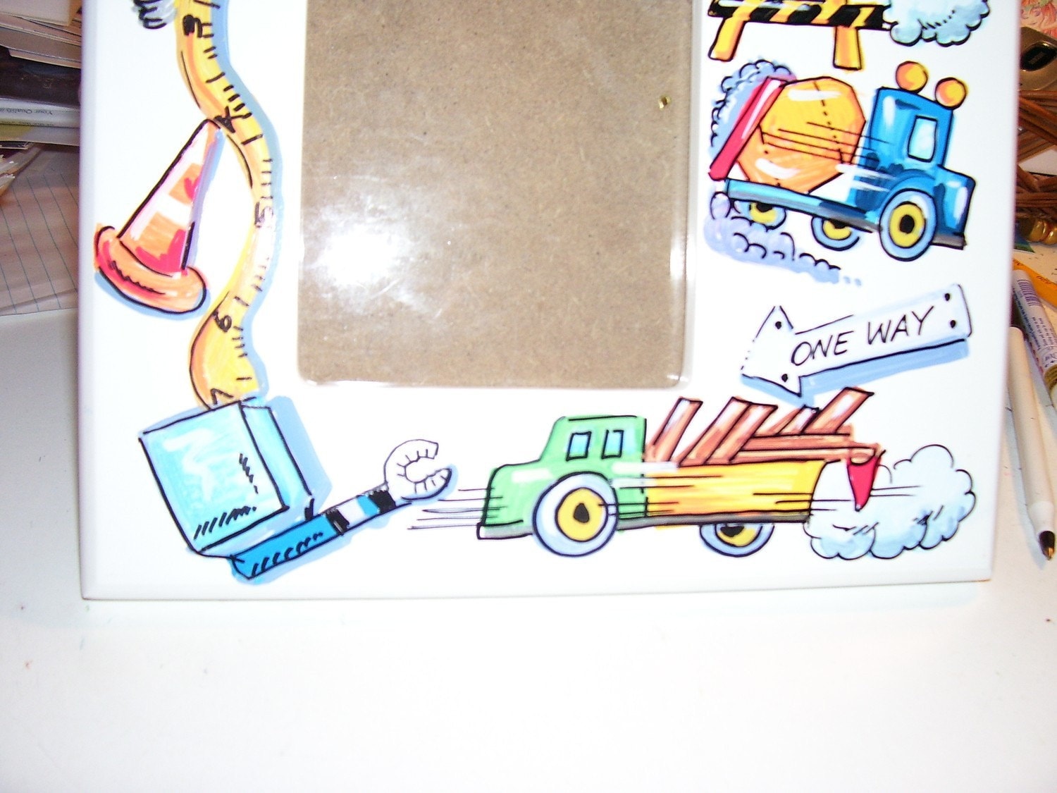 Picture Frame Construction Theme Handpainted and Personalized - Etsy