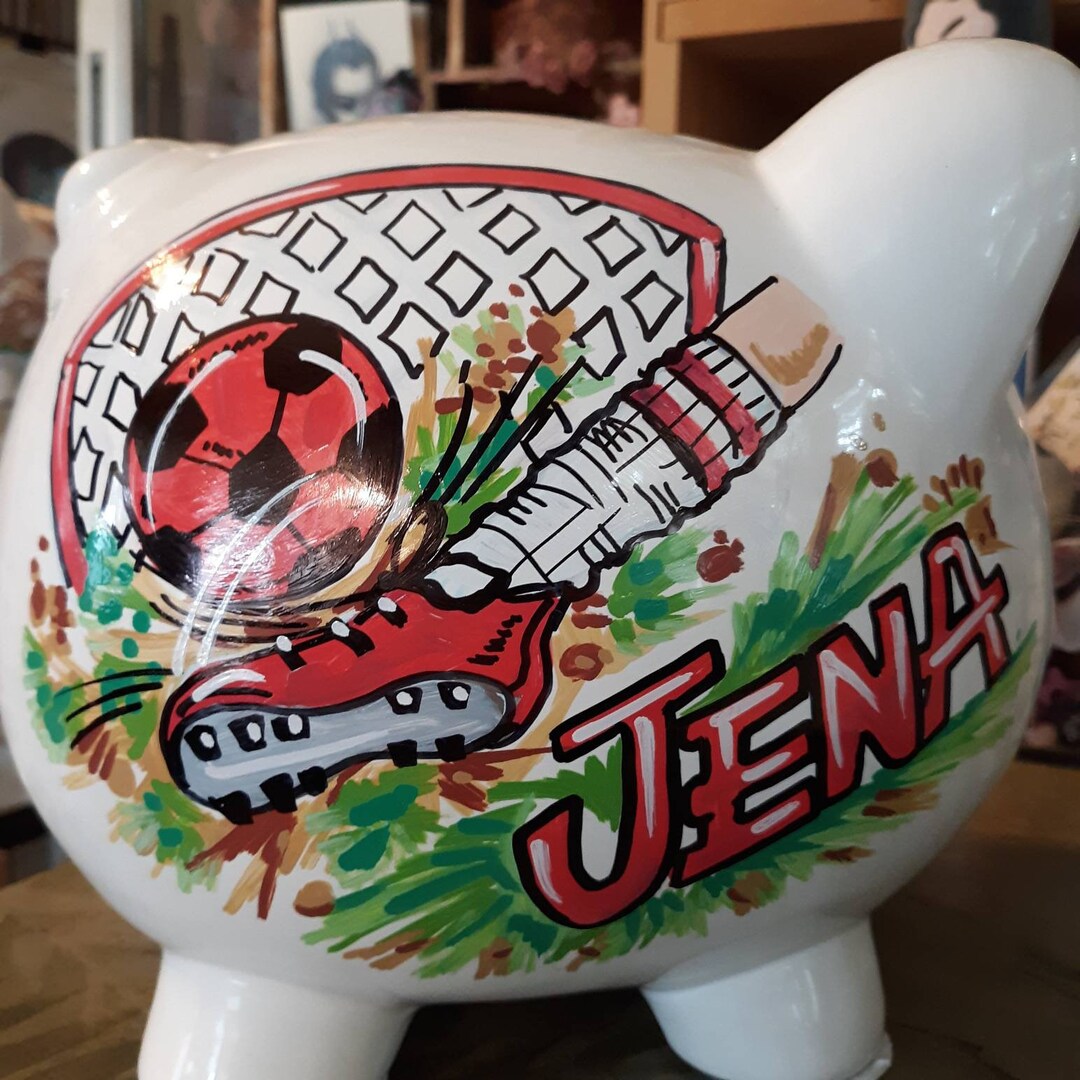 Soccer Sports Bank Personalized Hand Painted Kids Bank - Etsy