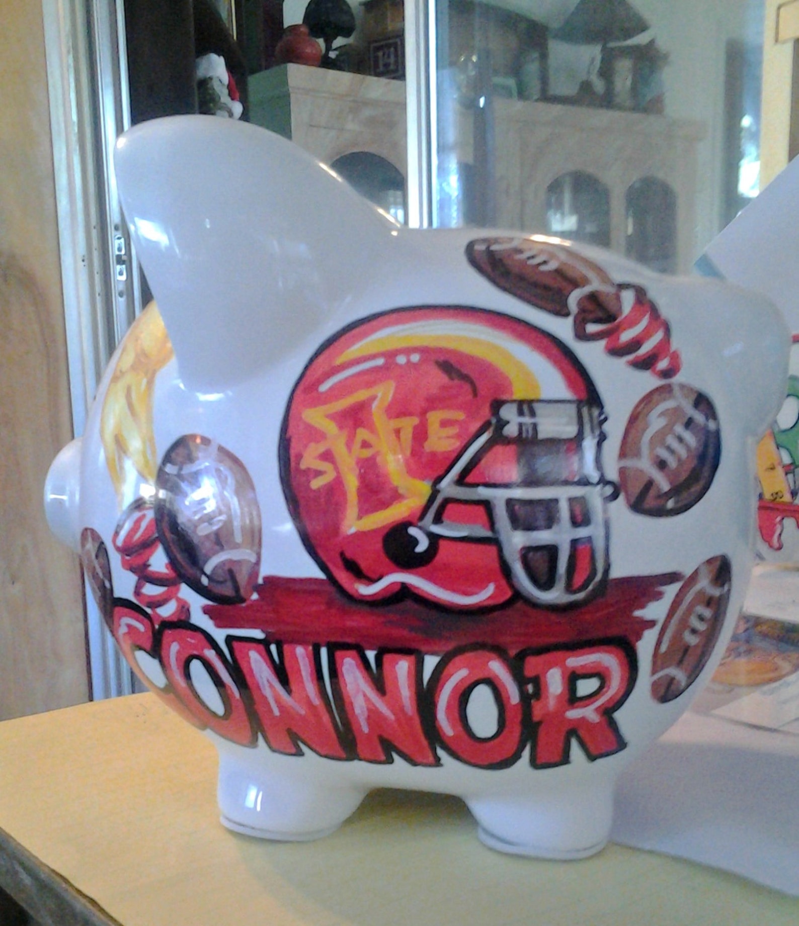 Personalized Piggy Bank Sports Custom Art in the Football Team of Your ...