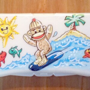 Personalized Baby Wipes Travel Case Sock Monkey Handpainted - Etsy