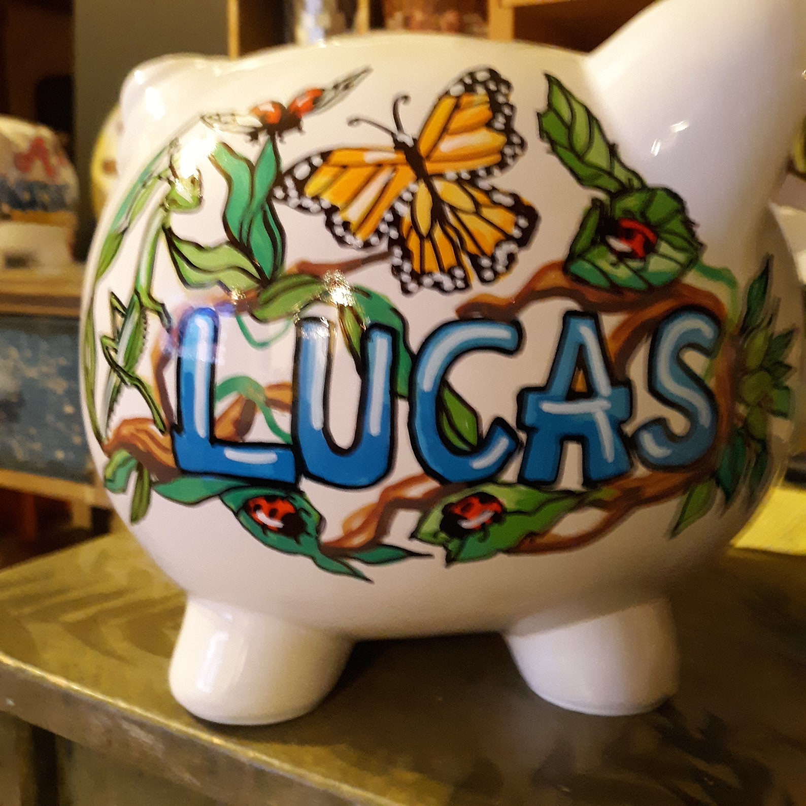 Realistic Bug Piggy Bank Praying Mantis Bugs Design Butterfly ...