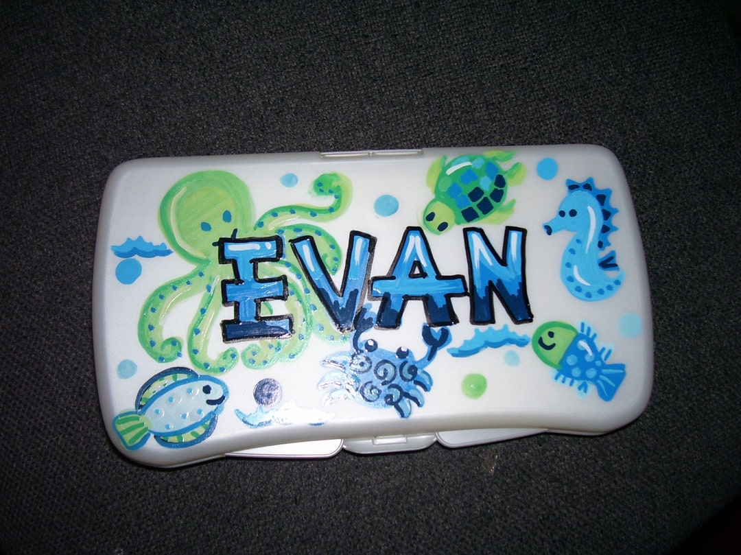 Baby Wipes Travel Case - Blue Fish Bedding - Etsy