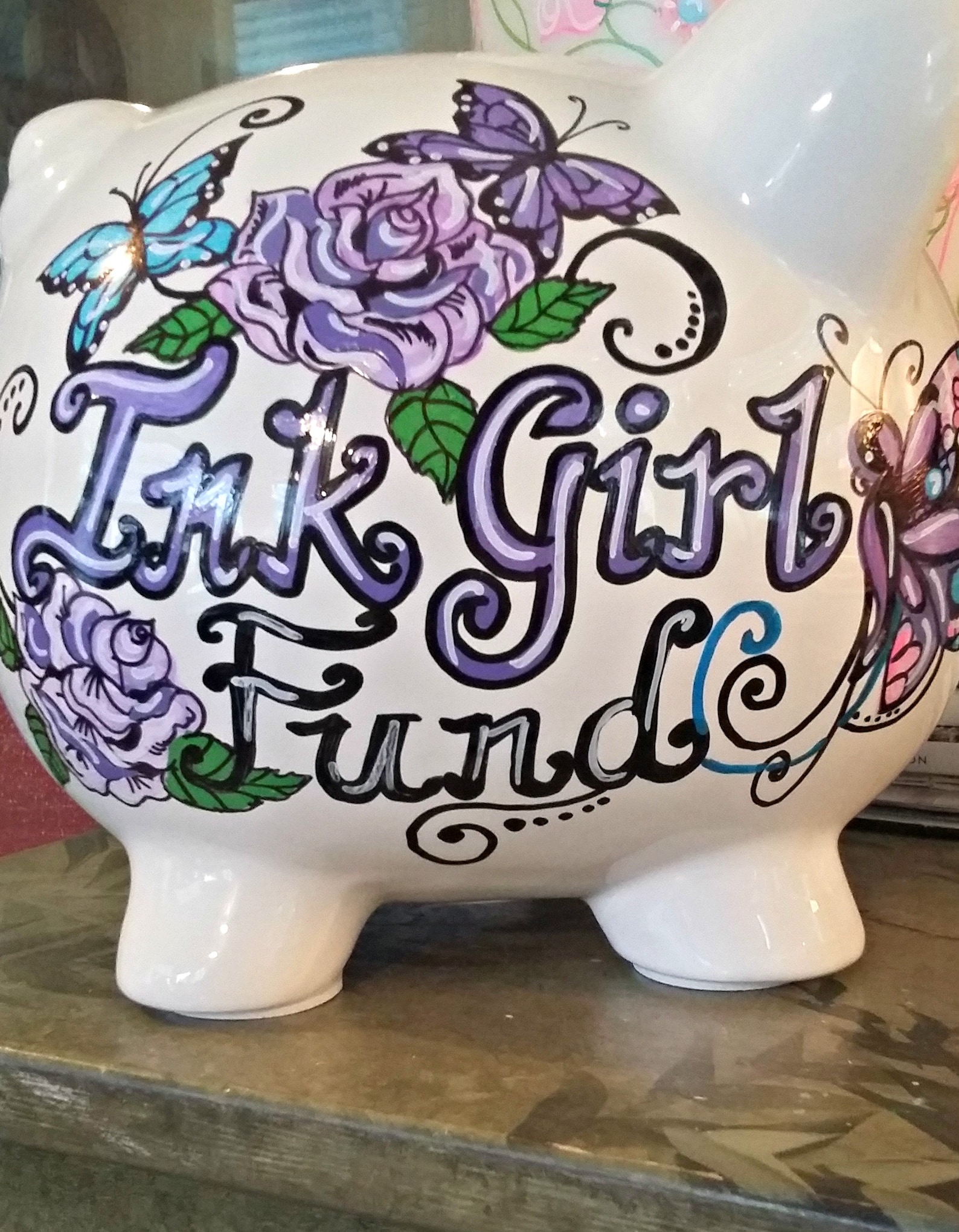 Tattoo Fund Ink Fund Piggy Bank Personalized Handpainted Tattoo Girl ...