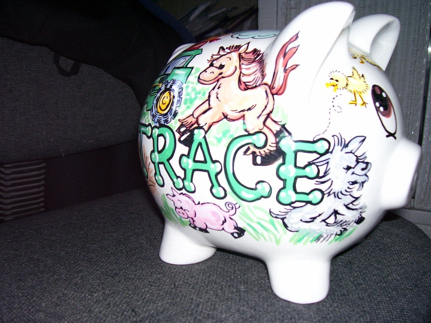 Personalized Piggy Bank Farm Theme Cows Tractor Horse - Etsy