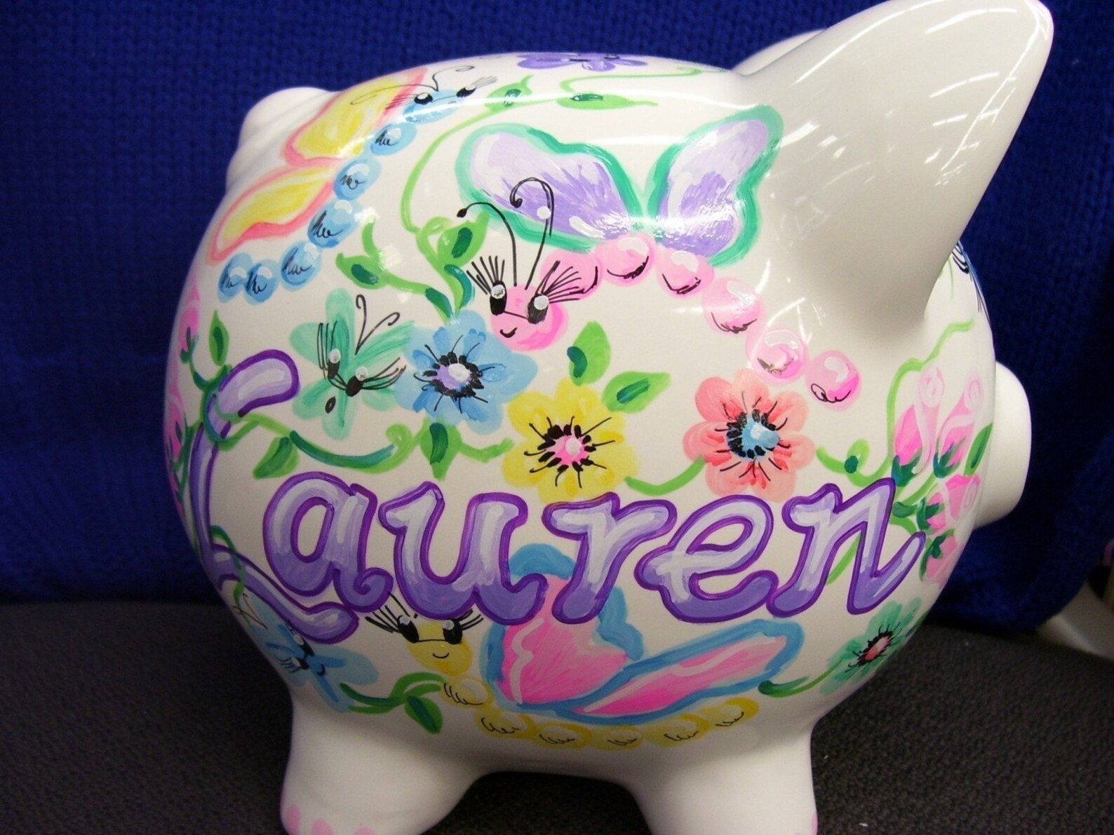 Personalized Piggy Bank flowers and Butterflies Bank - Etsy