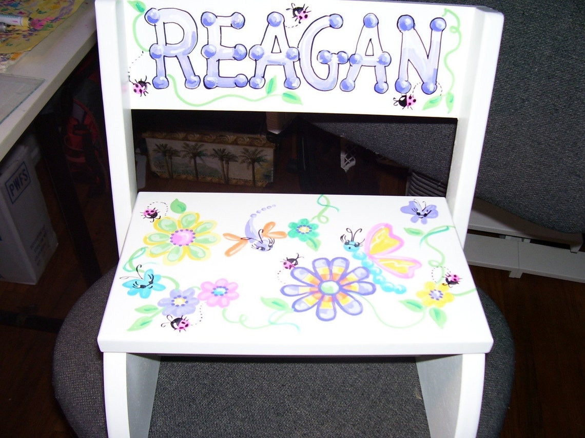 Handpainted Flip Stool painted Step Stool Funkadelic - Etsy