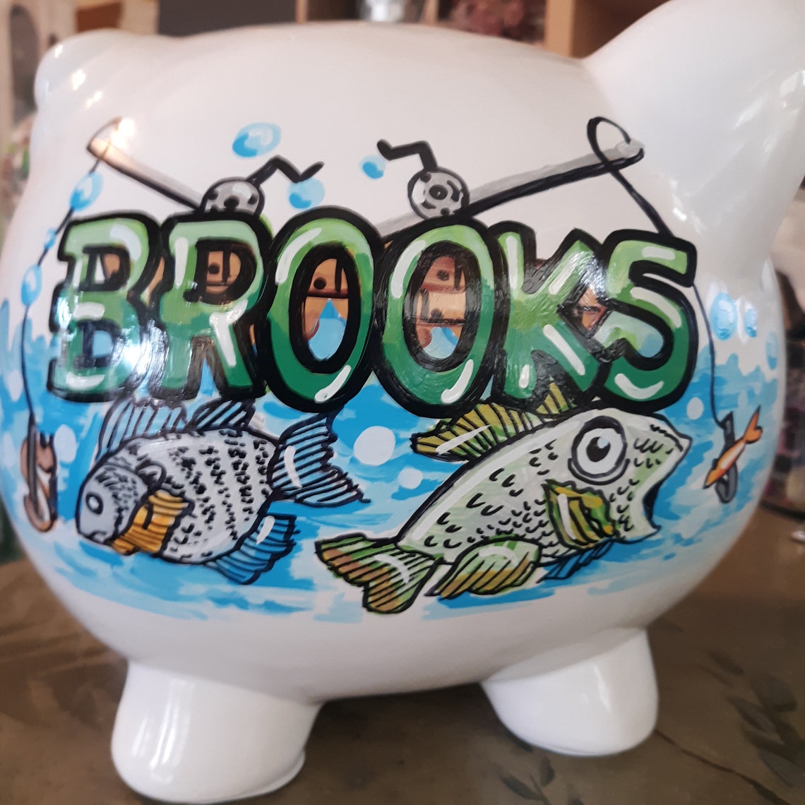 Realistic Fish Piggy Bank Fishing Theme Bank Handpainted - Etsy