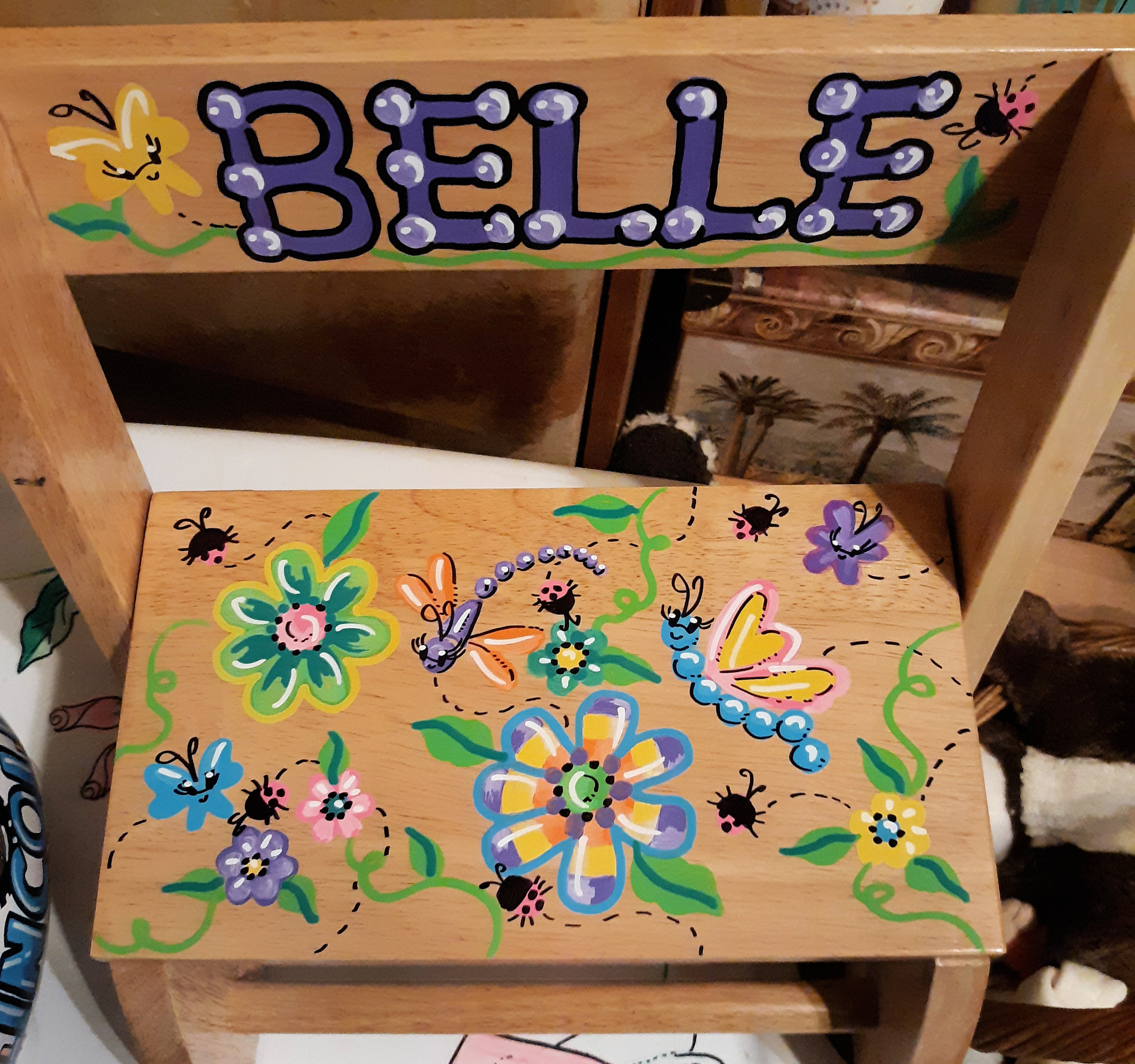 Handpainted Flip Stool painted Step Stool Funkadelic - Etsy
