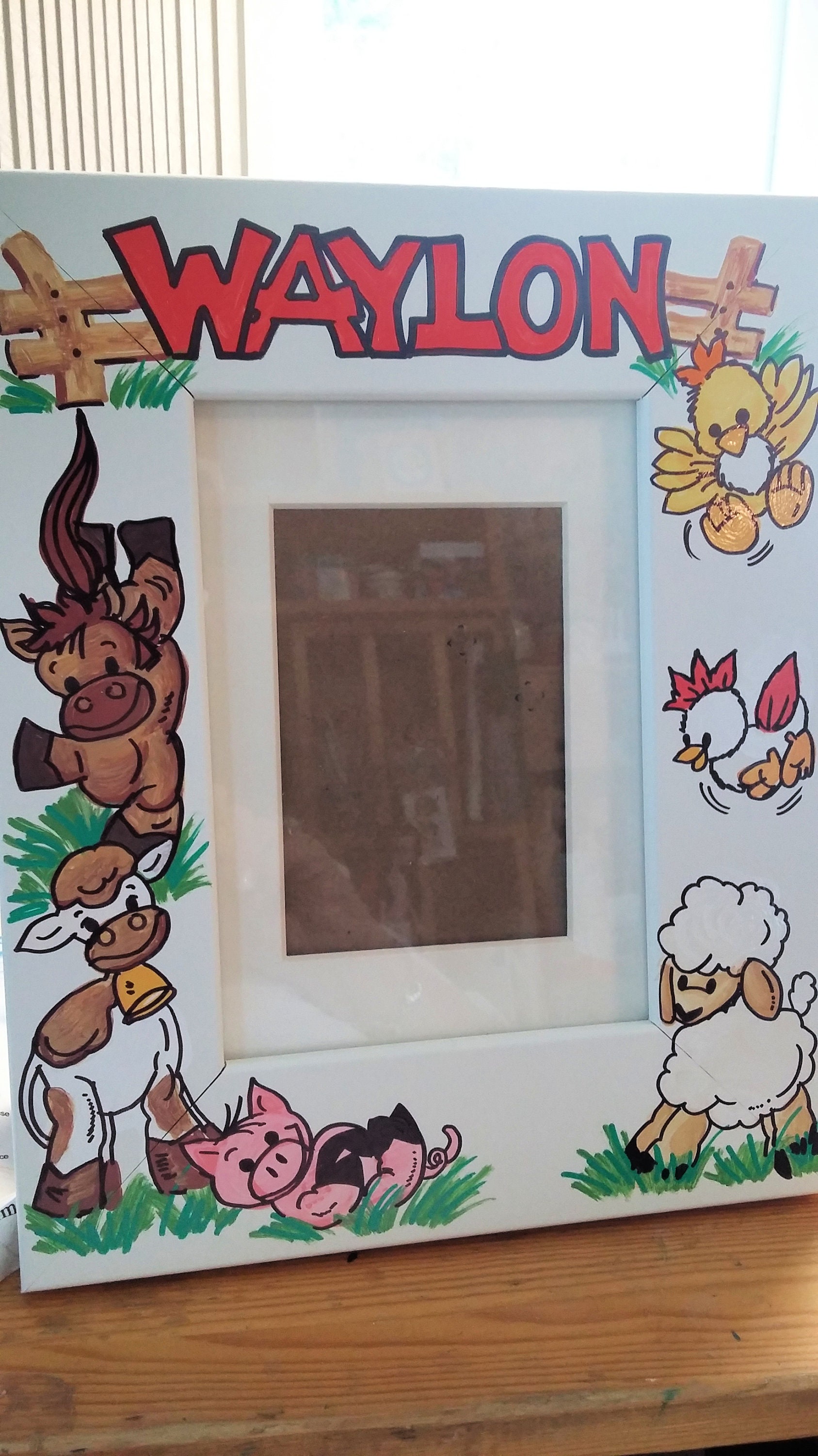 Personalized Picture Frame Handpainted Baby Farm Animals Cow Chick Pig ...