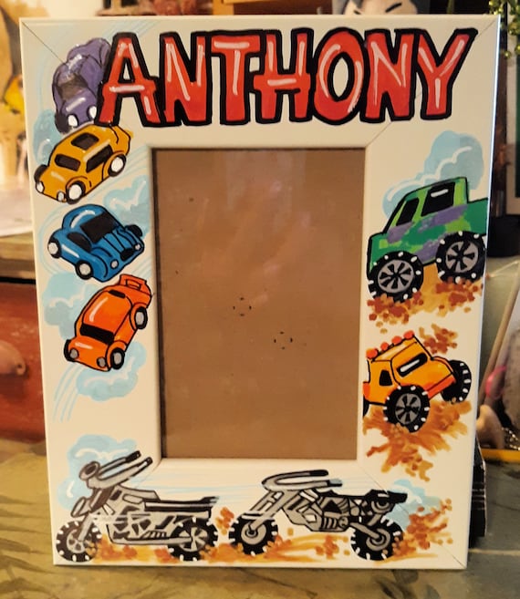 Personalized Picture Frame Handpainted Monster Trucks | Etsy